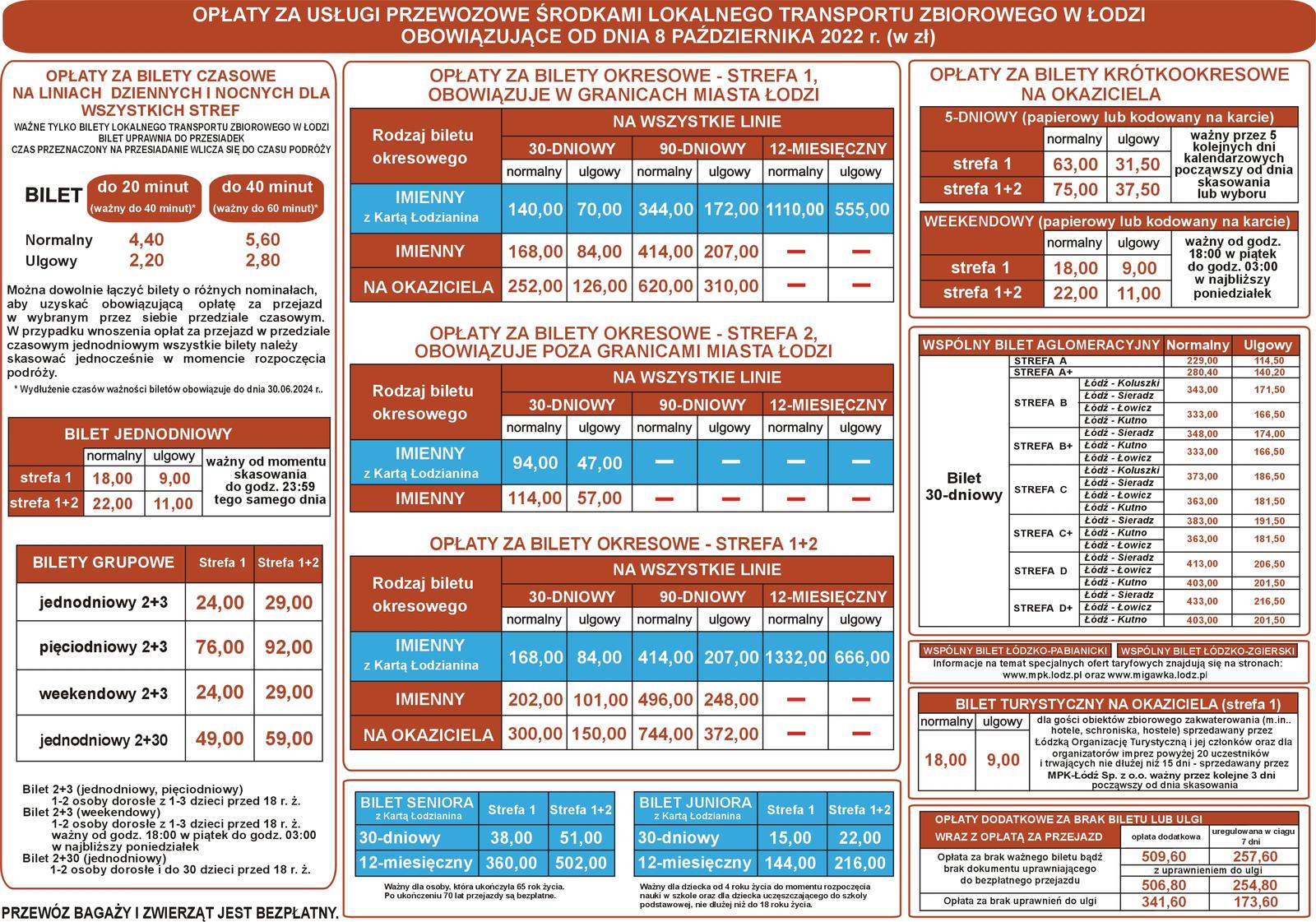 Aktualna taryfa - MPK-Łódź Spółka z o.o.